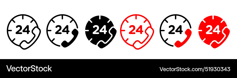 24 7 emergency call services icon logo set Vector Image