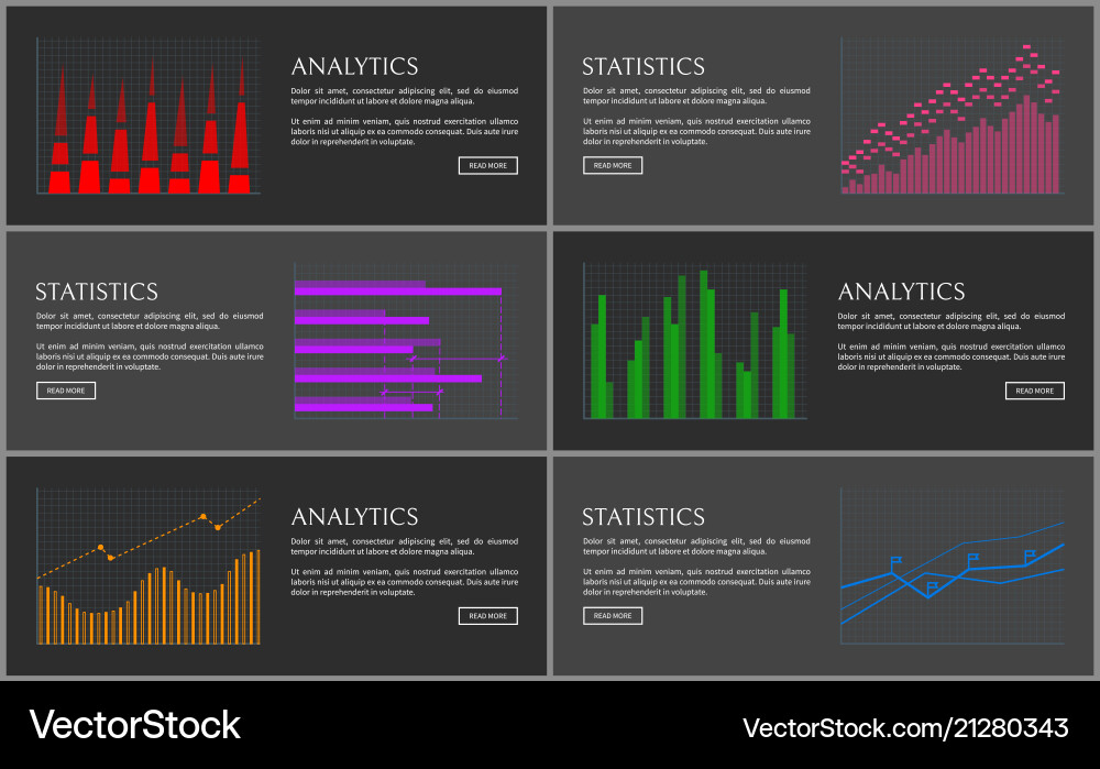Analytics collection of pages Royalty Free Vector Image