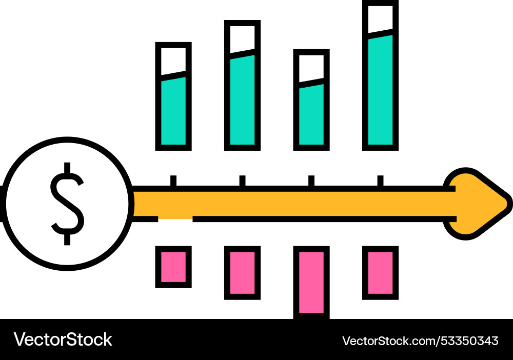 Cash flow analysis icon color Royalty Free Vector Image