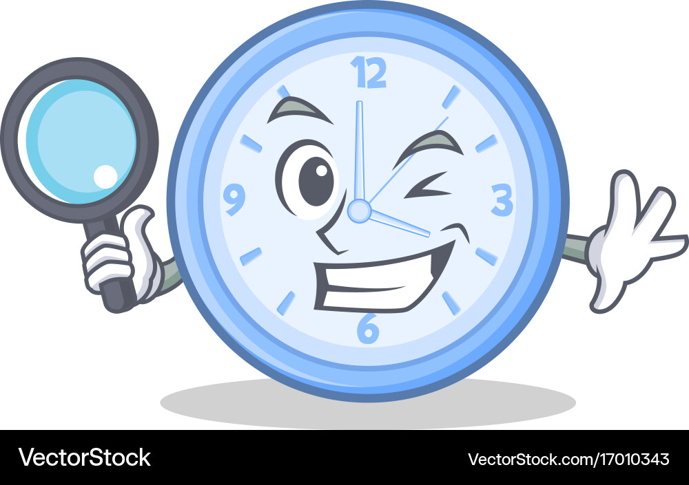 Detective clock character cartoon style Royalty Free Vector