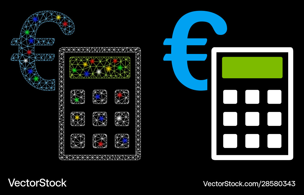 Flare mesh 2d euro accounting icon with Royalty Free Vector