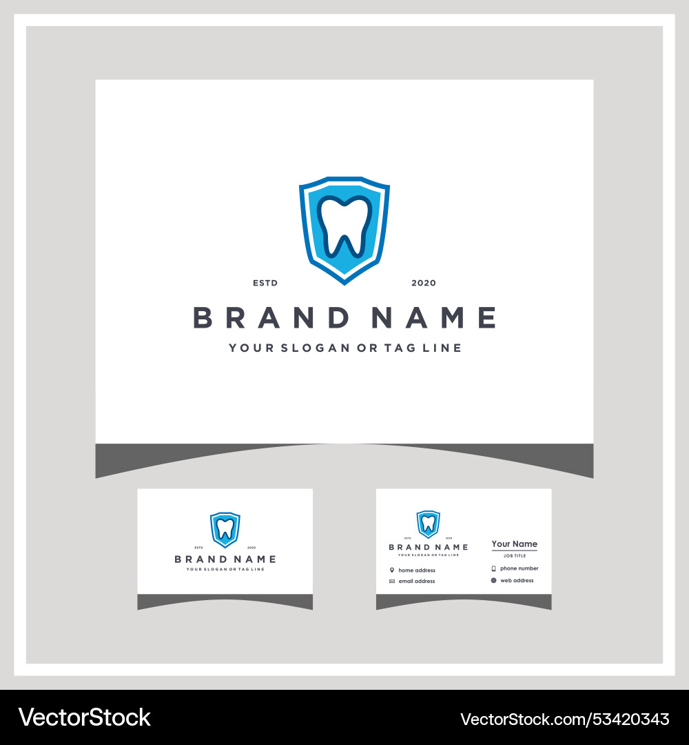 Logo design concept dental shield Royalty Free Vector Image