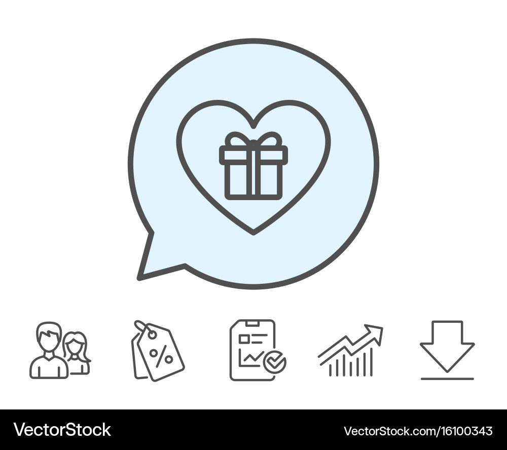 Love gift box line icon present sign Royalty Free Vector