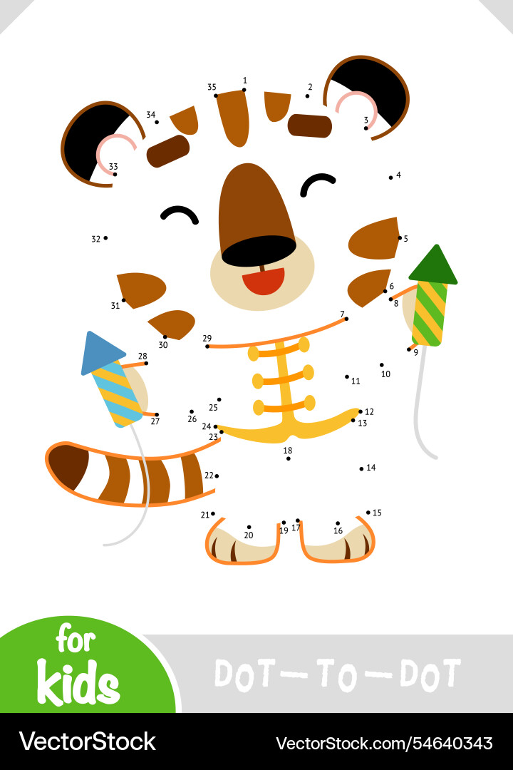 Numbers game education dot to for kids Royalty Free Vector