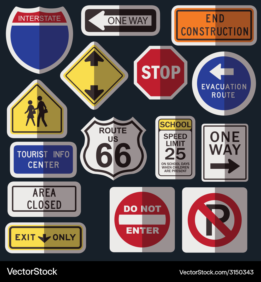 Road Sign Collection Royalty Free Vector Image