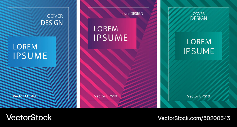 Set of booklets with geometric lines and gradient Vector Image
