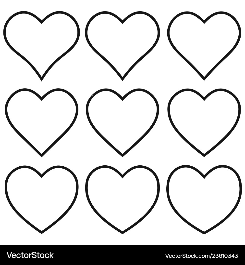 Set outline heart shape icon Royalty Free Vector Image
