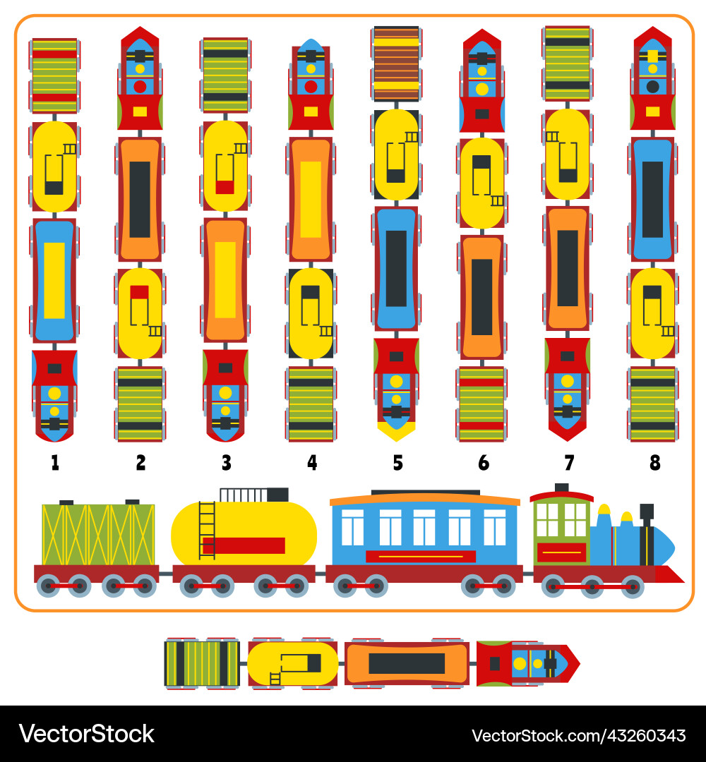 Zuglogik Spiel finden richtige Top-View-Version Vektorbild