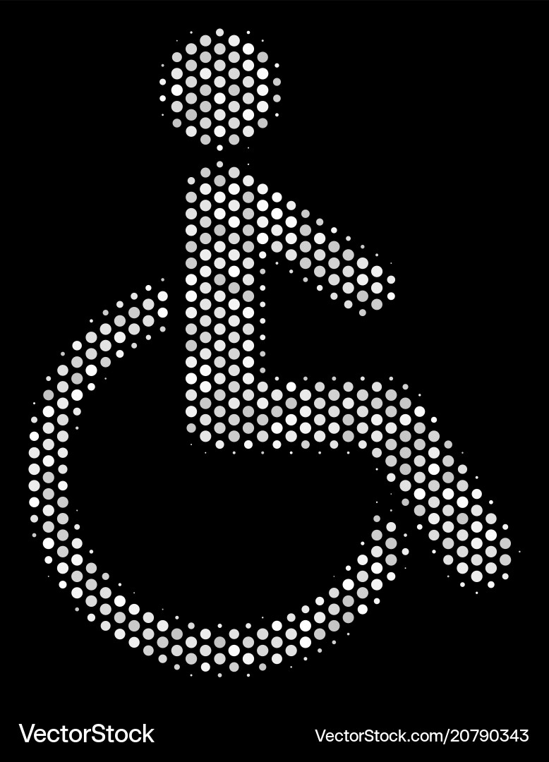 Weißes Halbton Behindertensymbol Lizenzfreies Vektorbild