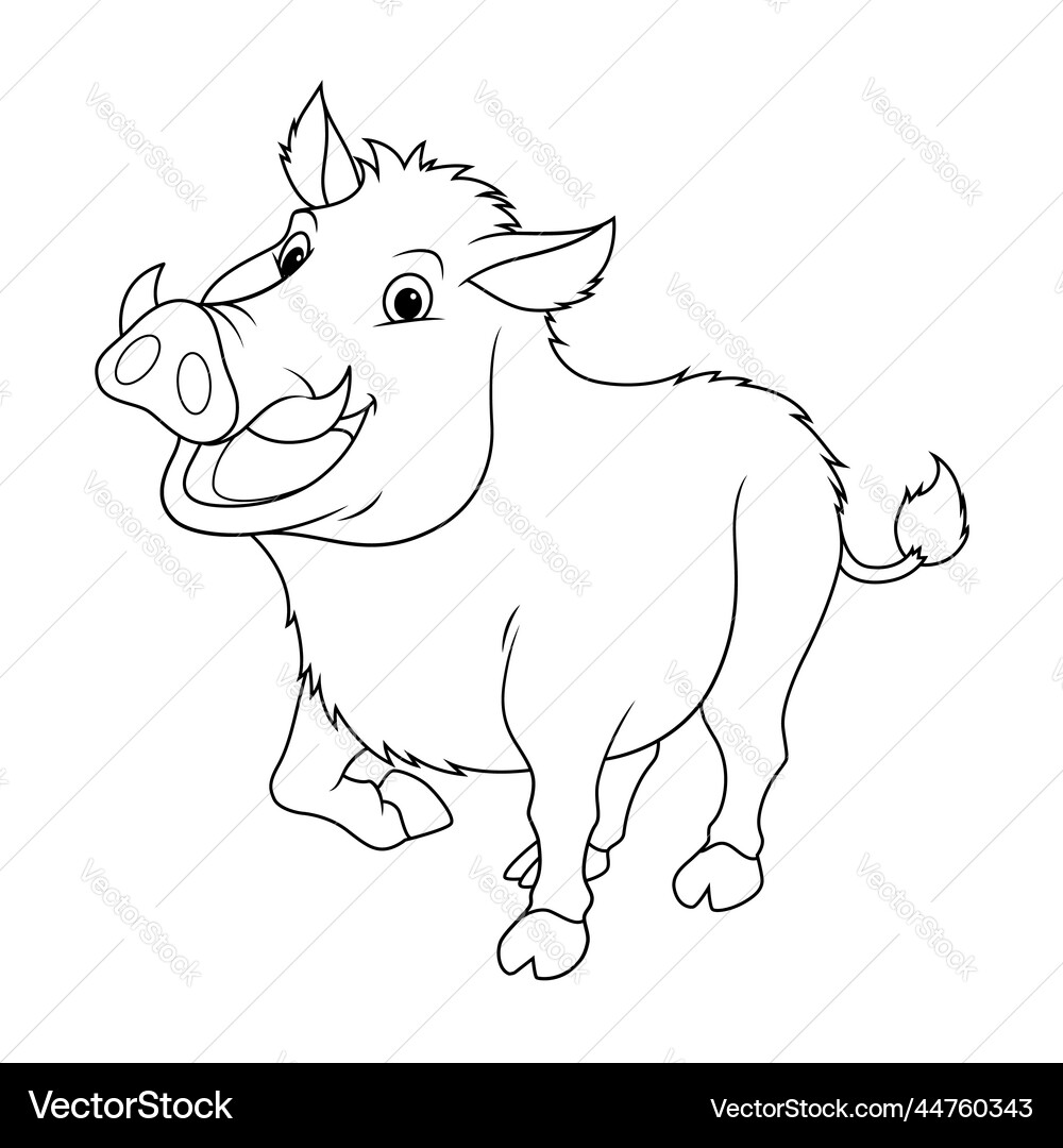 Wild boar cartoon animal bw Royalty Free Vector Image
