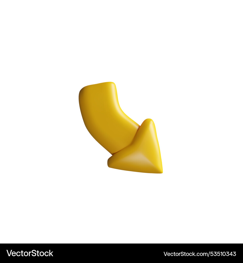 Yellow arrow shape 3d plastic cartoon style Vector Image