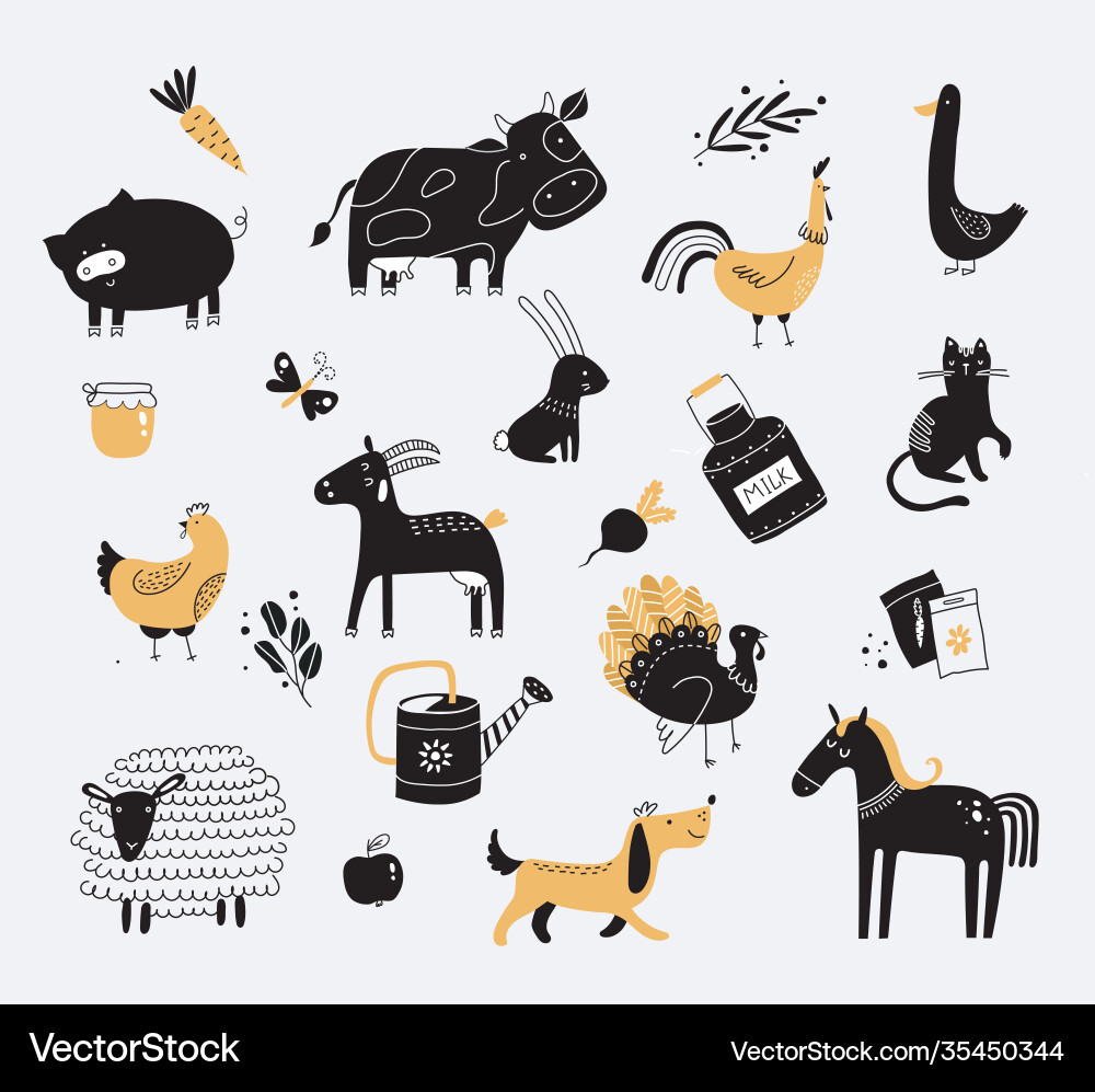 Adorable Farm Animal Doodle – Royalty-Free Vector | VectorStock