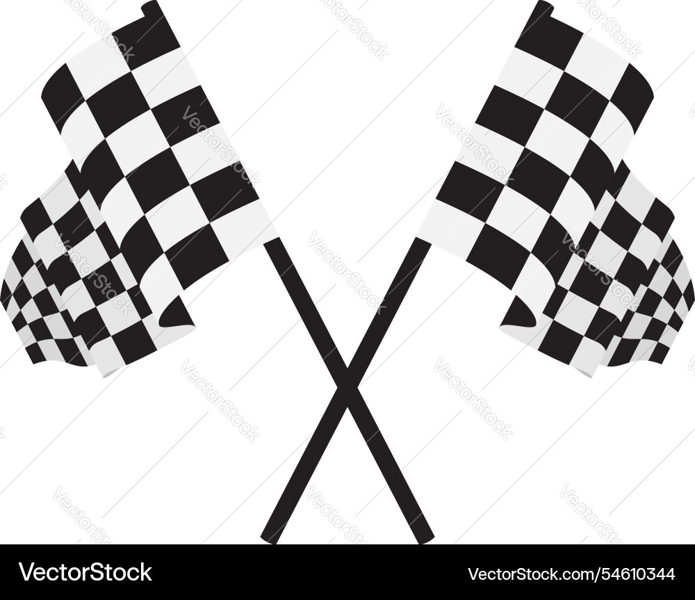 Black and white crossed checkered racing flags Vector Image