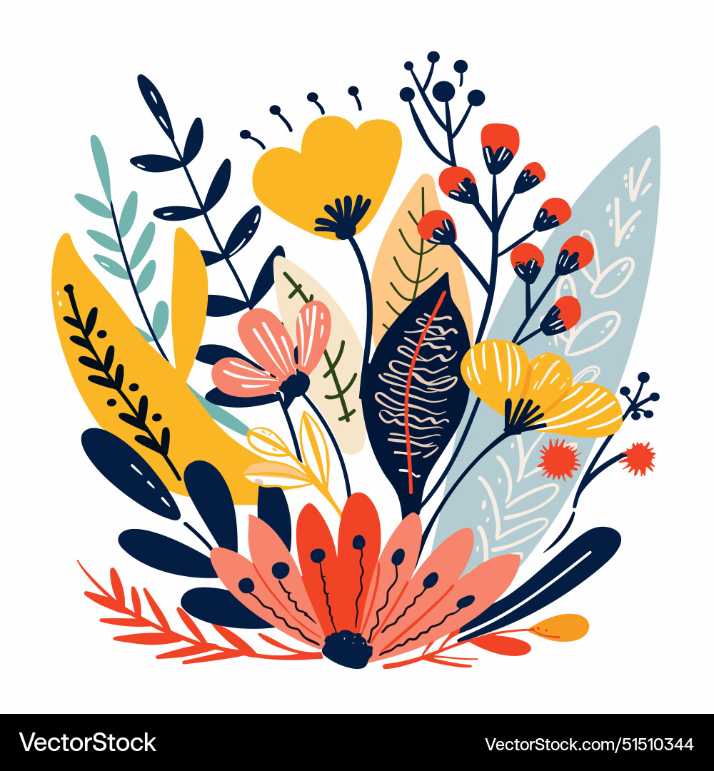 Colorful floral design featuring array stylized Vector Image