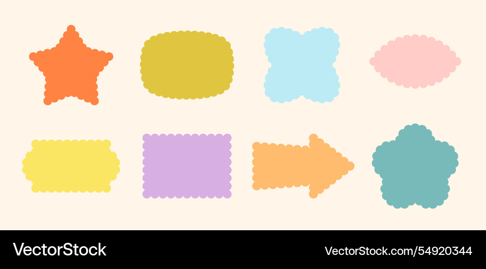 Frames scalloped corrugated shapes set Royalty Free Vector