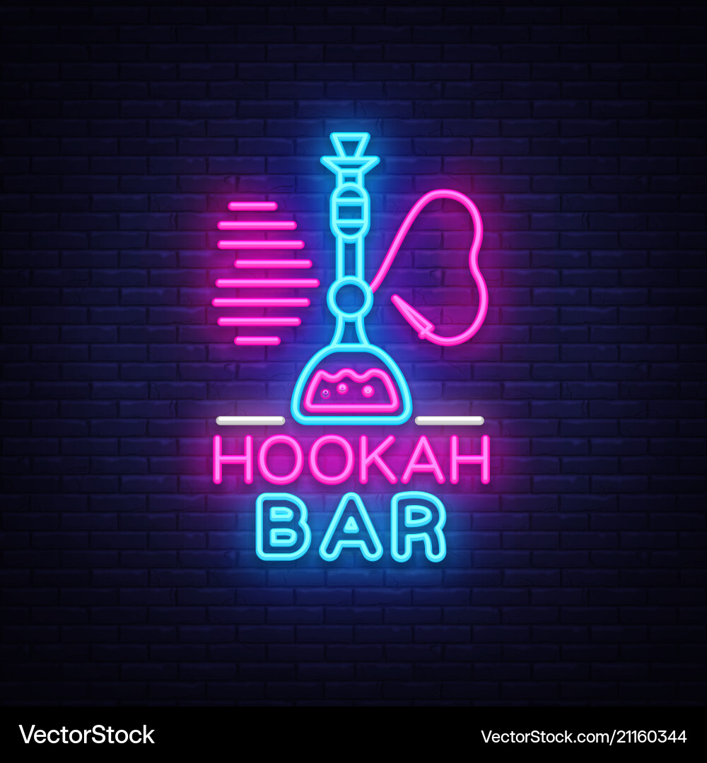Hookah bar neon sign night design Royalty Free Vector Image