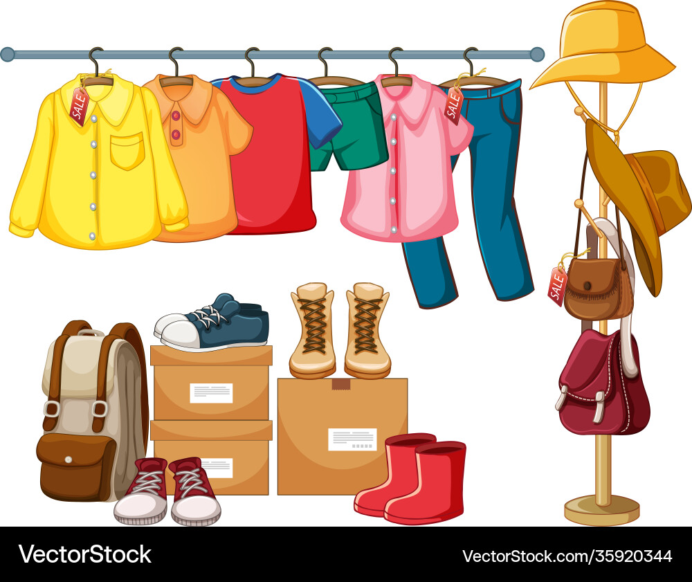 Isolated clothes on rack display Royalty Free Vector Image