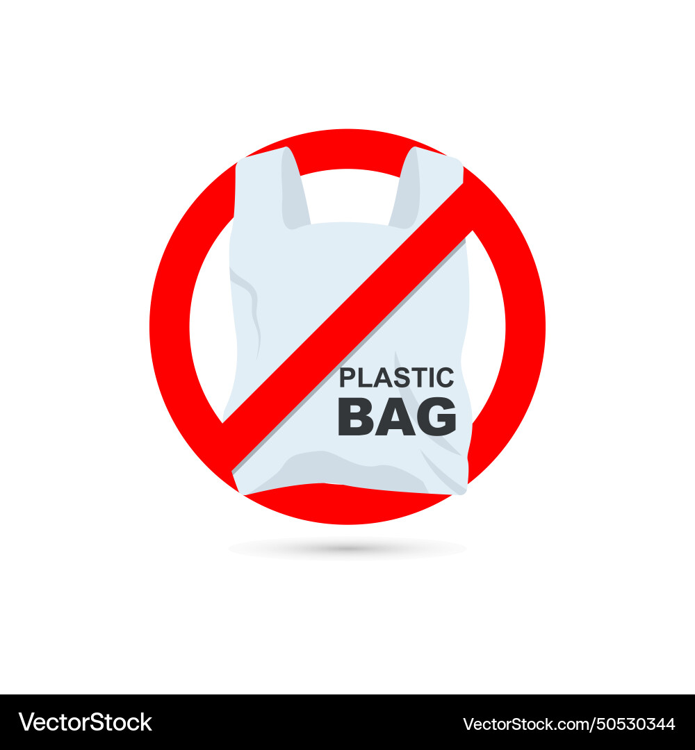 No plastic bag forbidden sign Royalty Free Vector Image