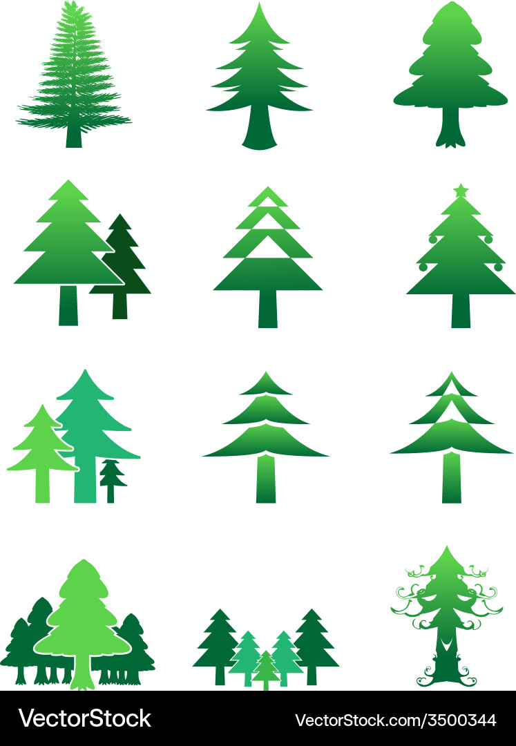 Pinetree color icon collection preview Royalty Free Vector
