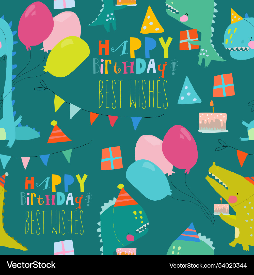 Seamless pattern with cute animals celebrating Vector Image