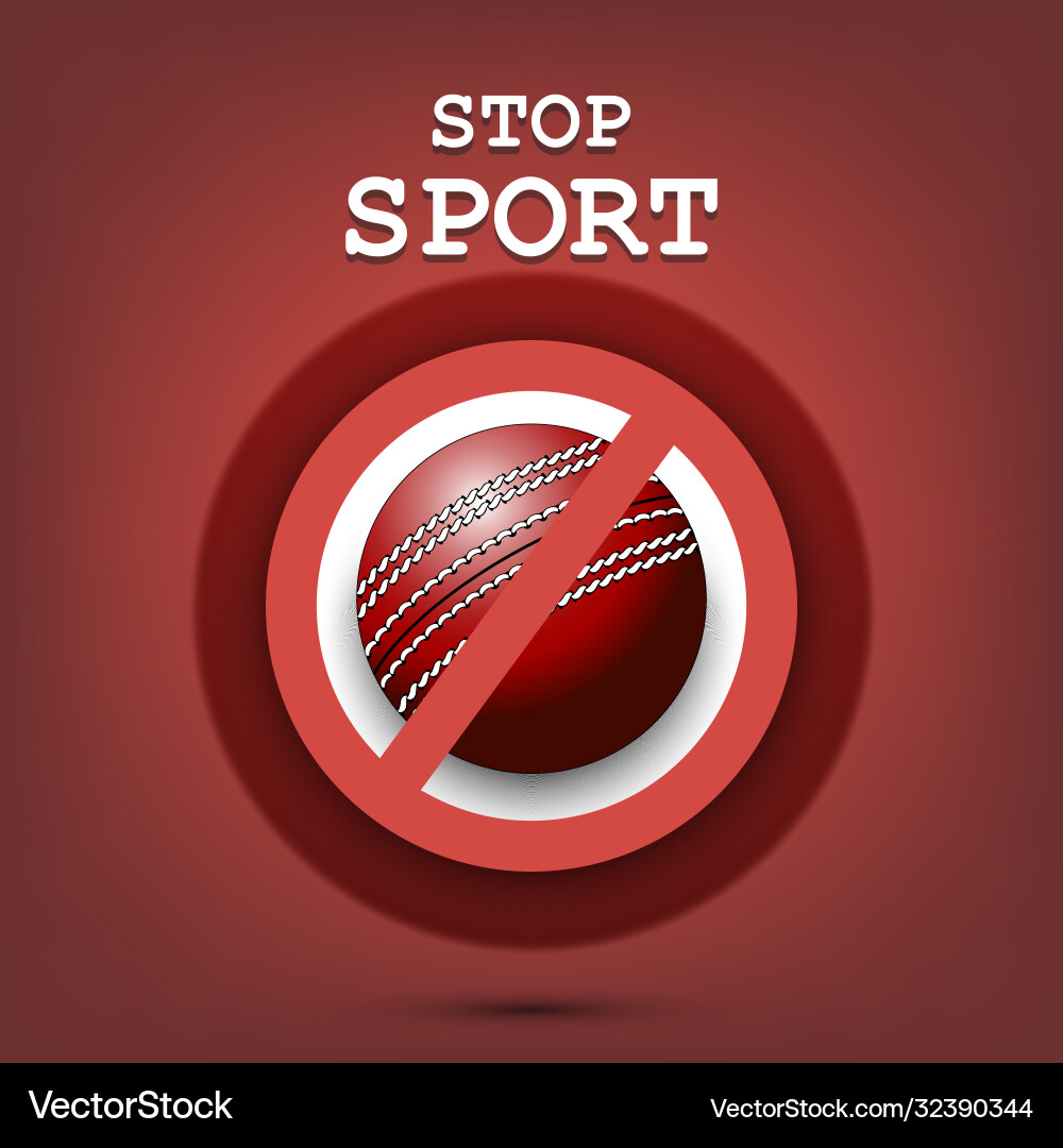 Sign stop and cricket ball Royalty Free Vector Image