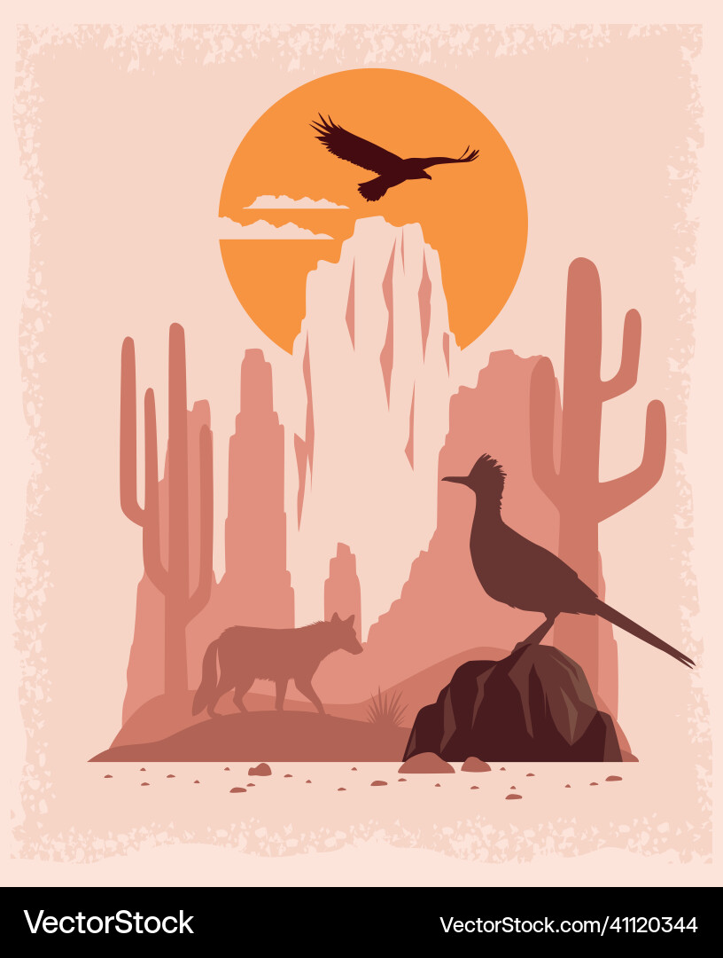 Wild animals in landscape Royalty Free Vector Image