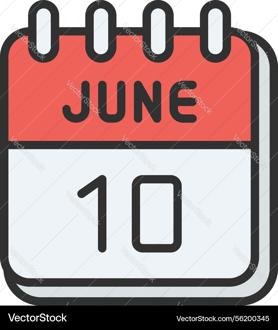 10 june outline filled icon Royalty Free Vector Image