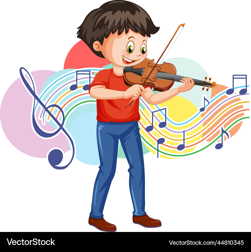 A boy playing violin cartoon Royalty Free Vector Image