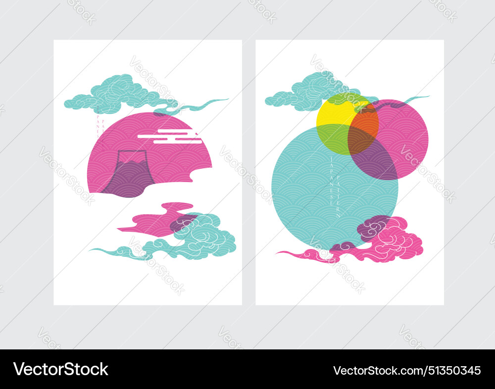 Abstract art background with japanese wave Vector Image