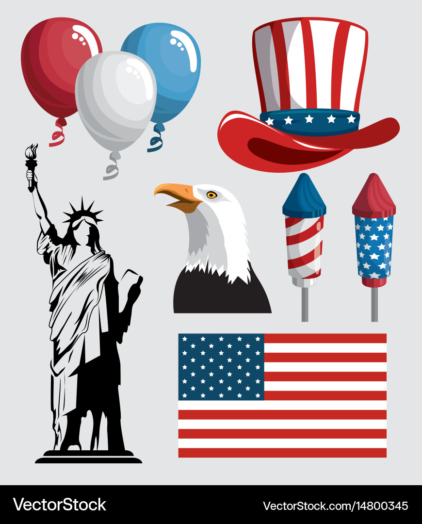 America related objects Royalty Free Vector Image