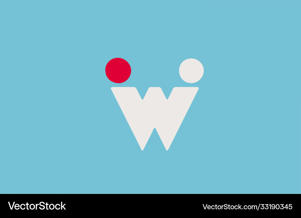 Blue white red w alphabet letter logo icon simple Vector Image