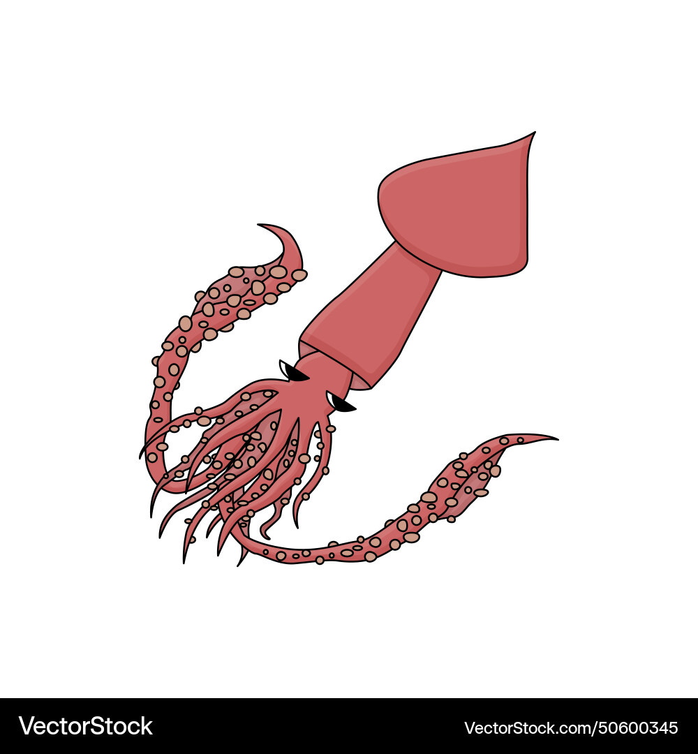 Colossal squid in the ocean cartoon hand Vector Image
