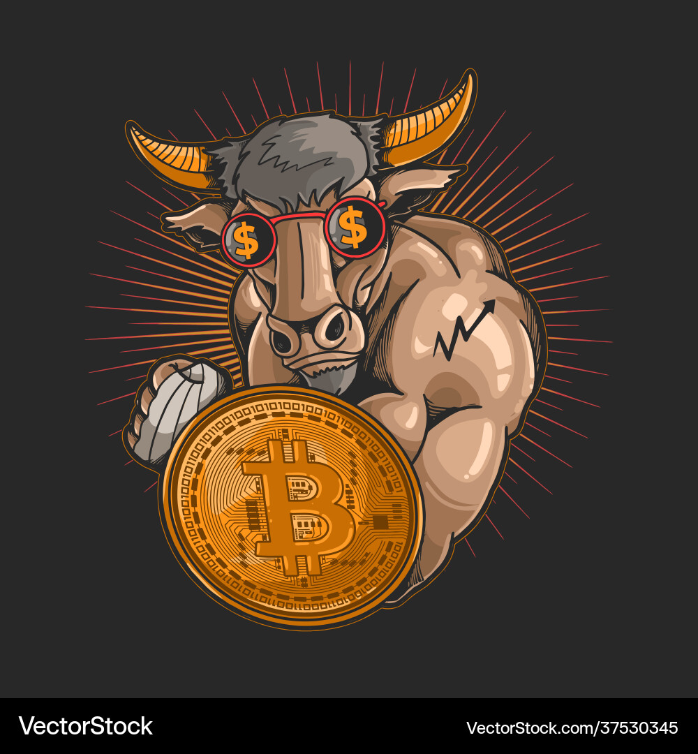 Crypto mining bull trading symbol Royalty Free Vector Image