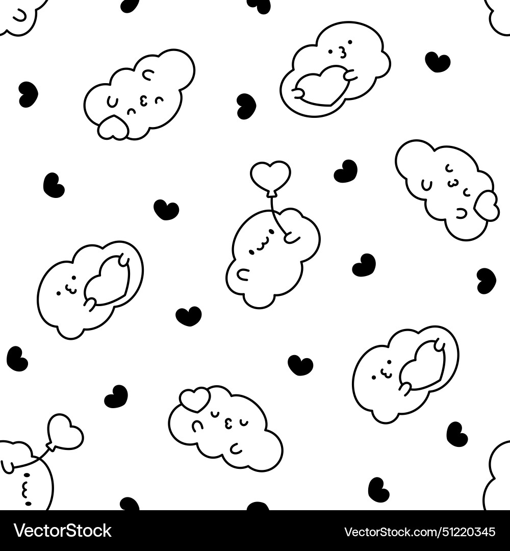 Cute and kawaii cloud seamless pattern coloring Vector Image