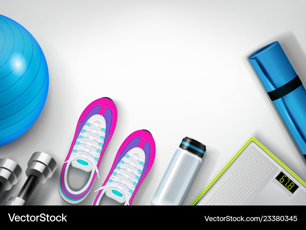 Fitness background realistic composition Vector Image