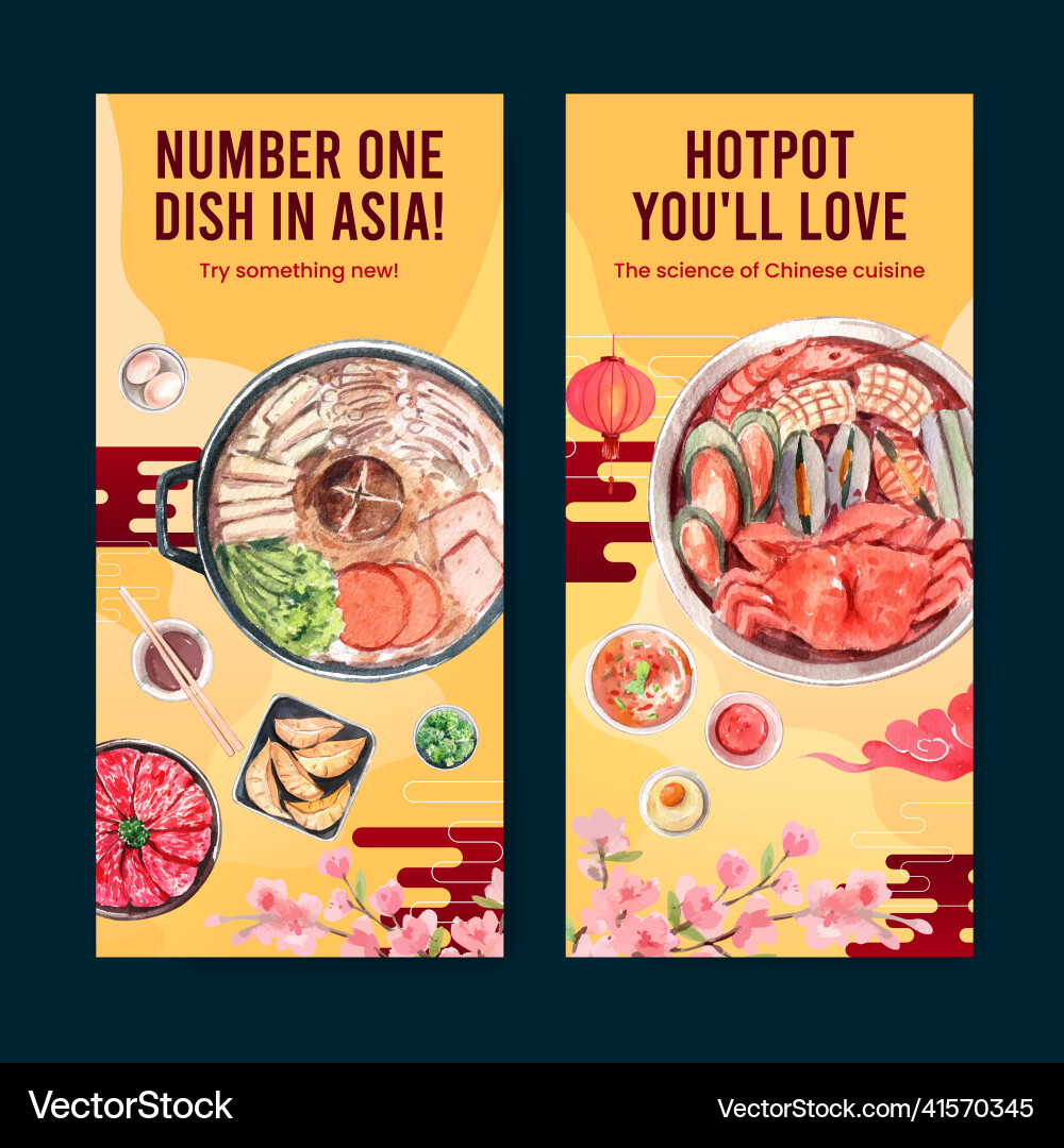 Flyer template with chinese hotpot Royalty Free Vector Image