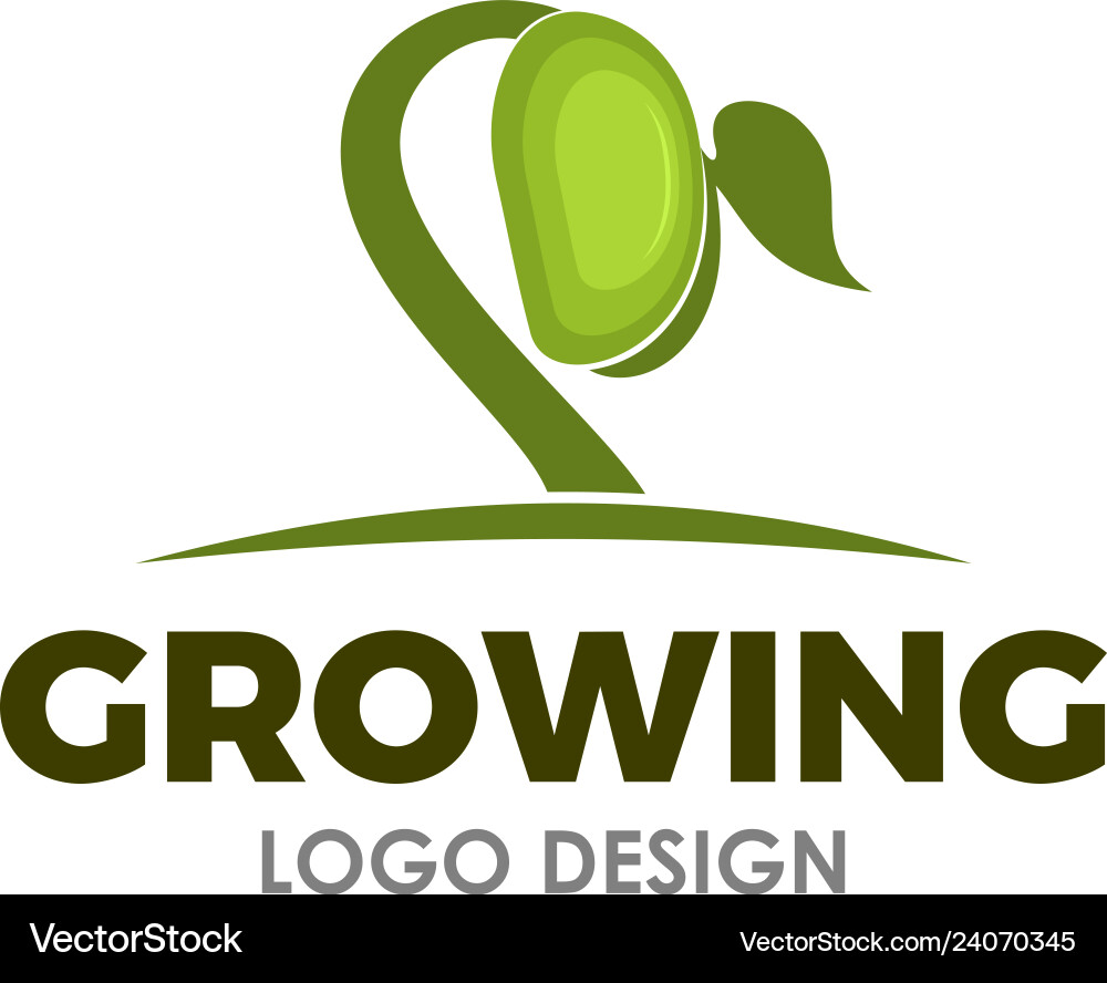 Growing seed logo design Royalty Free Vector Image