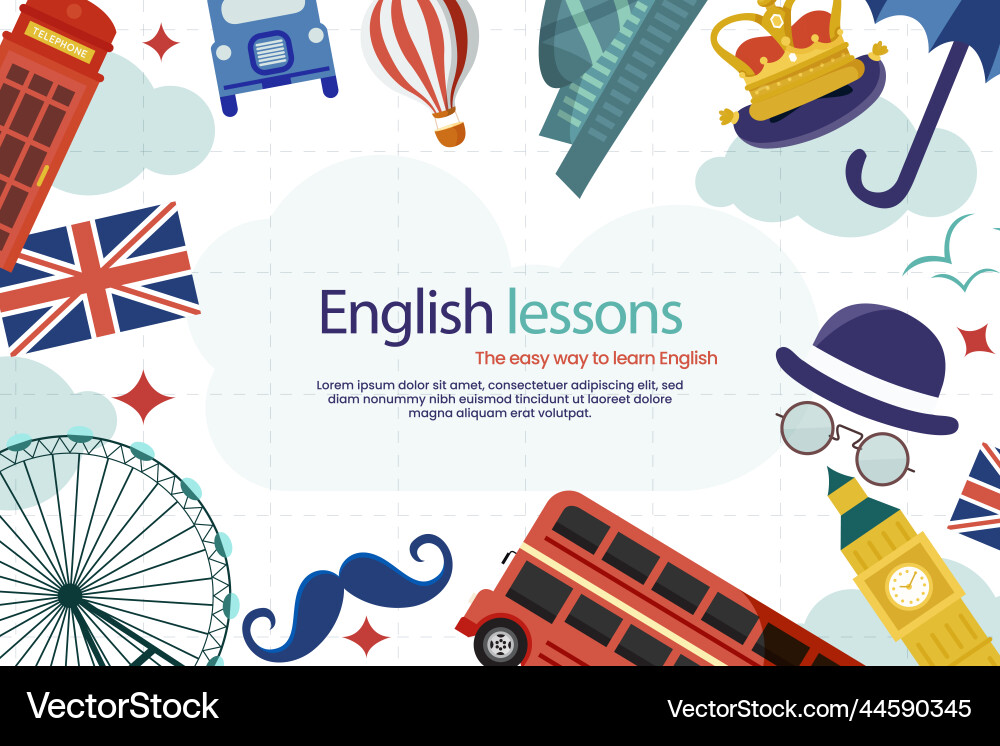 Hand drawn flat design english lessons template Vector Image