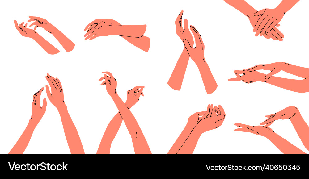 Hands of different positions are intertwined Vector Image