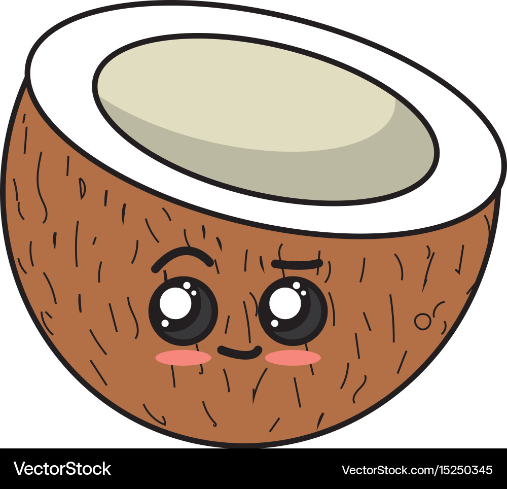 Kawaii cute tender coconut silice fruit Royalty Free Vector