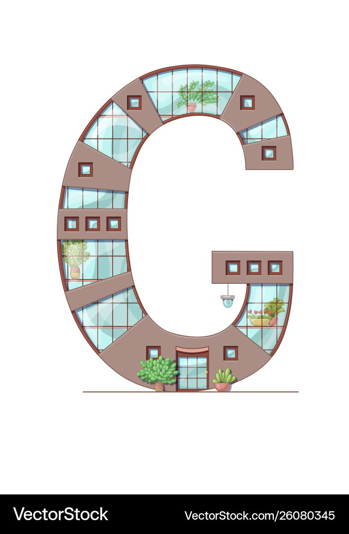 Letter g house isolated on white background a4 Vector Image