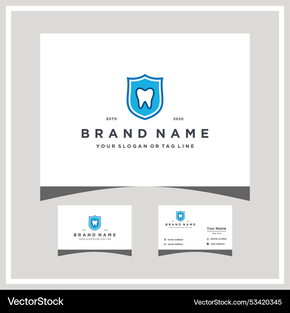 Logo design concept dental shield Royalty Free Vector Image