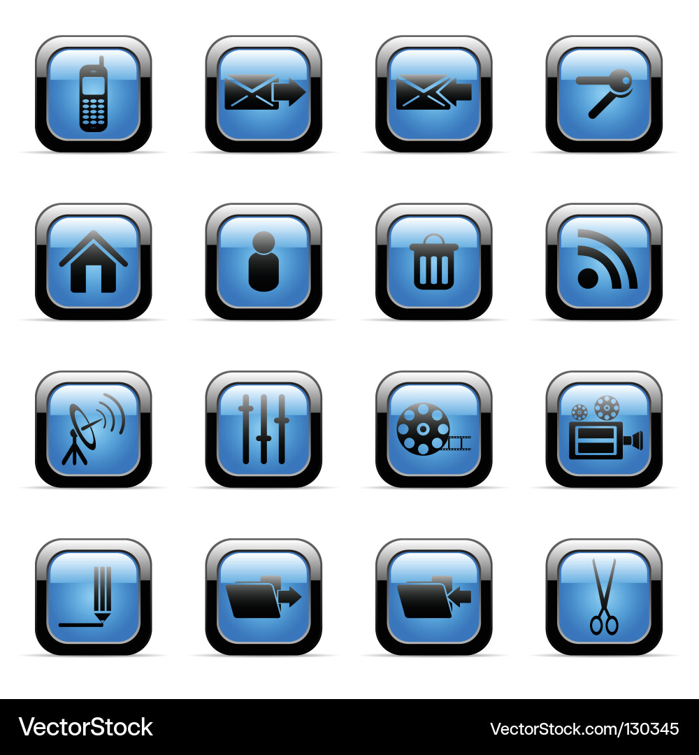 Media icons set Royalty Free Vector Image - VectorStock