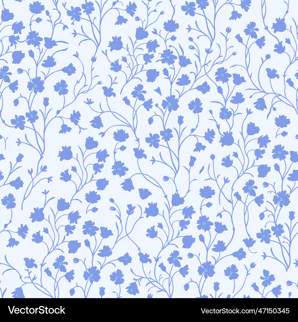 Spring floral pattern of blue flowers on a light Vector Image