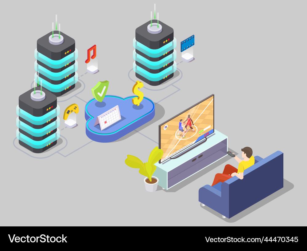 Stream content subscription as business 3d Vector Image