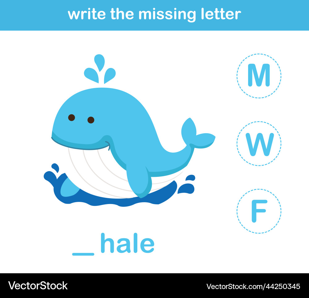 Write the missing letter Royalty Free Vector Image