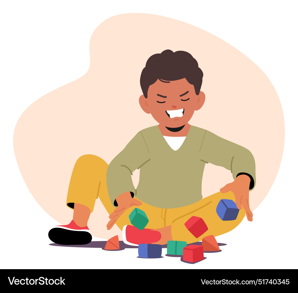 Young boy shows frustration while playing Vector Image