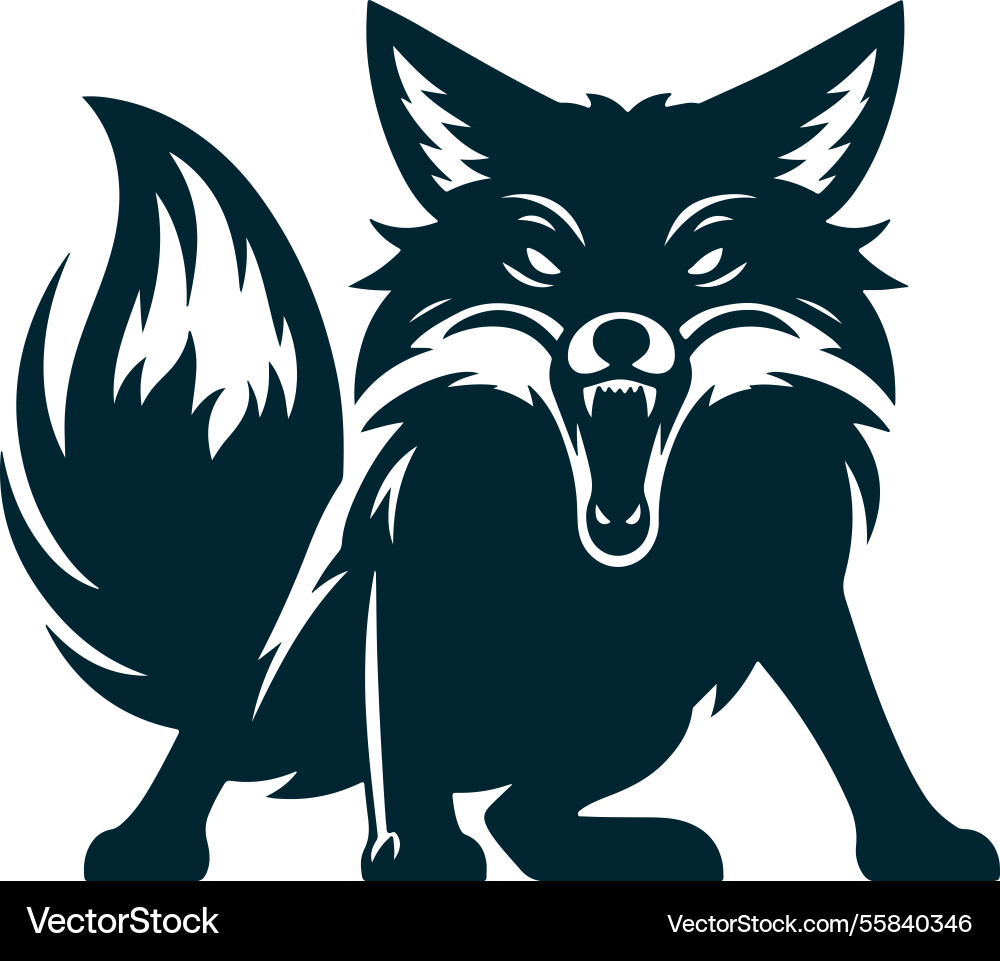 Angry fox silhouette Royalty Free Vector Image