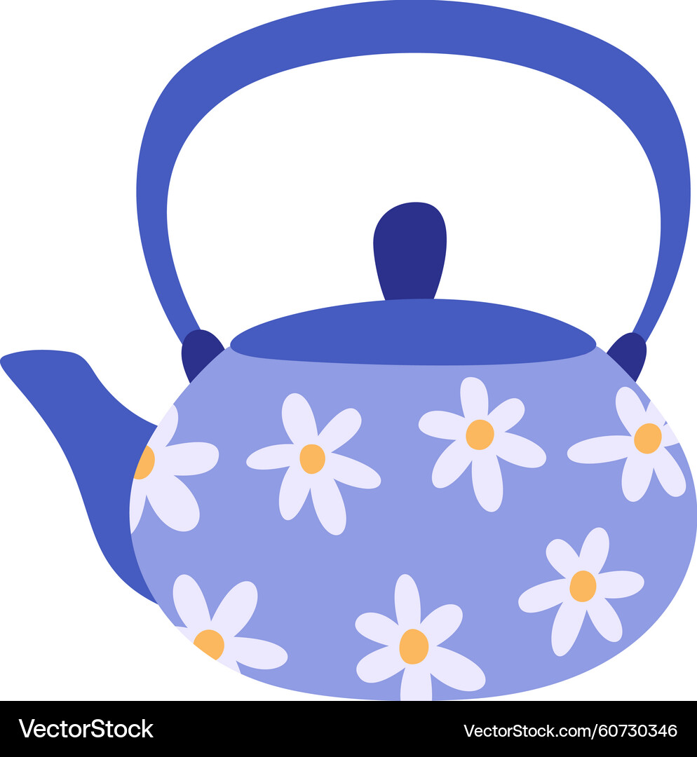 Blue Daisy Teapot (60730346) – Royalty-Free Vector | VectorStock