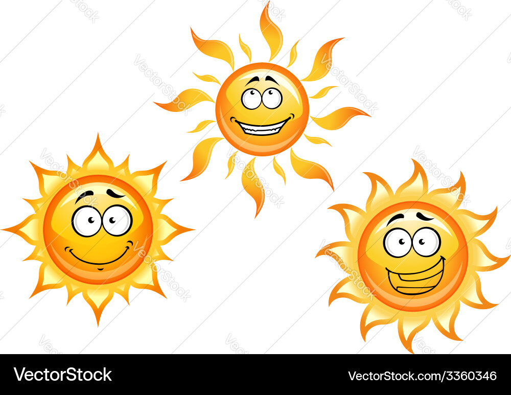 Cartoon sun characters Royalty Free Vector Image